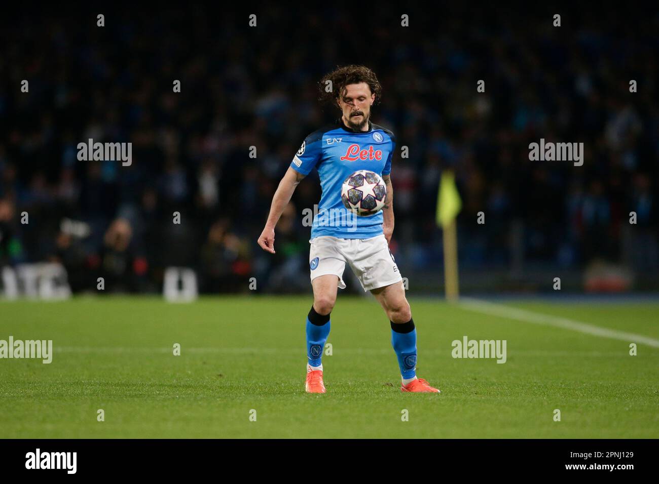 SSC Napoli's Portuguese defender Mario Rui controls the ball during ...