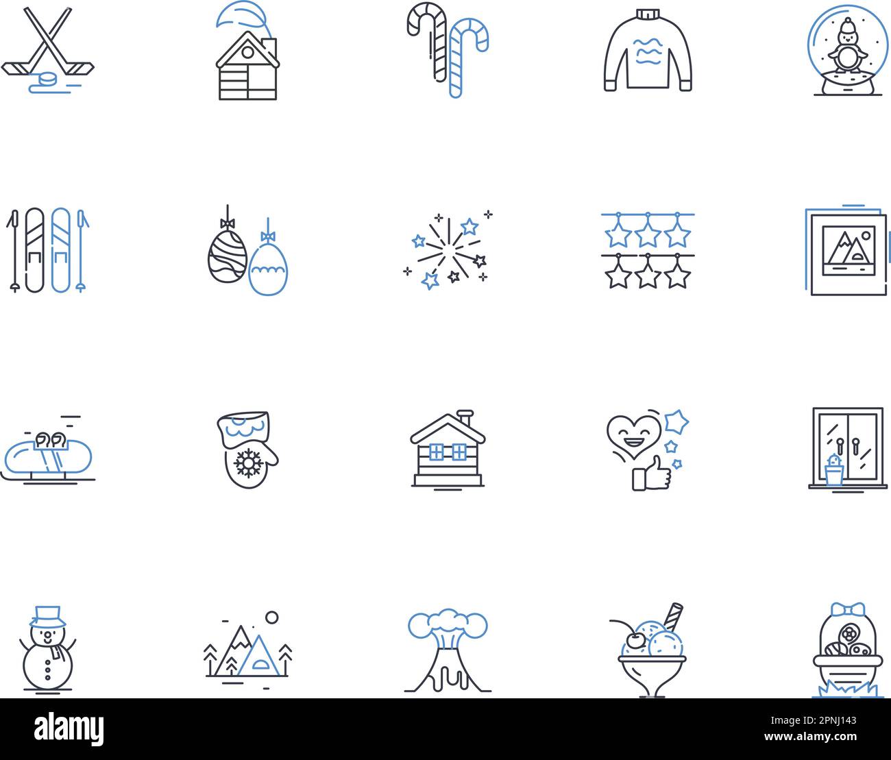 Glacial line icons collection. Ice, Cold, Frosty, Snow, Arctic ...