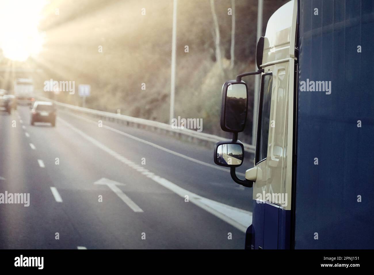 Truck on a road - close-up Stock Photo - Alamy