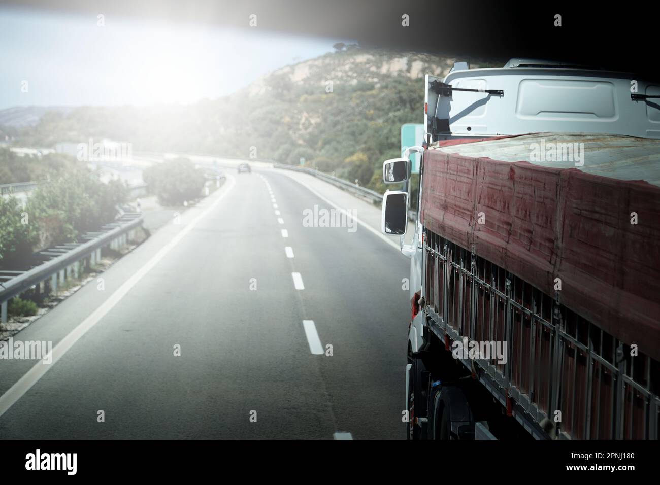 Truck on a road - close-up Stock Photo - Alamy