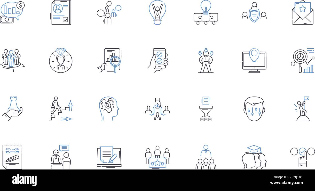 Trade advancement line icons collection. Innovation, Growth ...