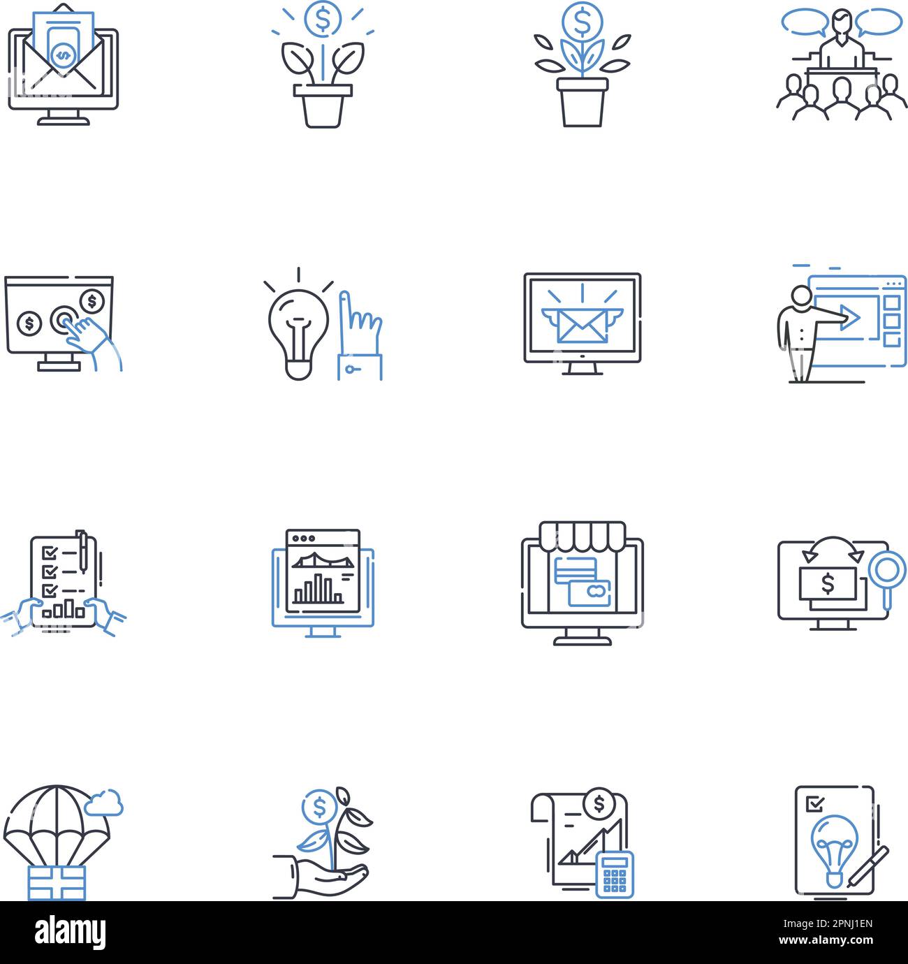 Bloom launch line icons collection. Facebook, Announcement, Launch ...