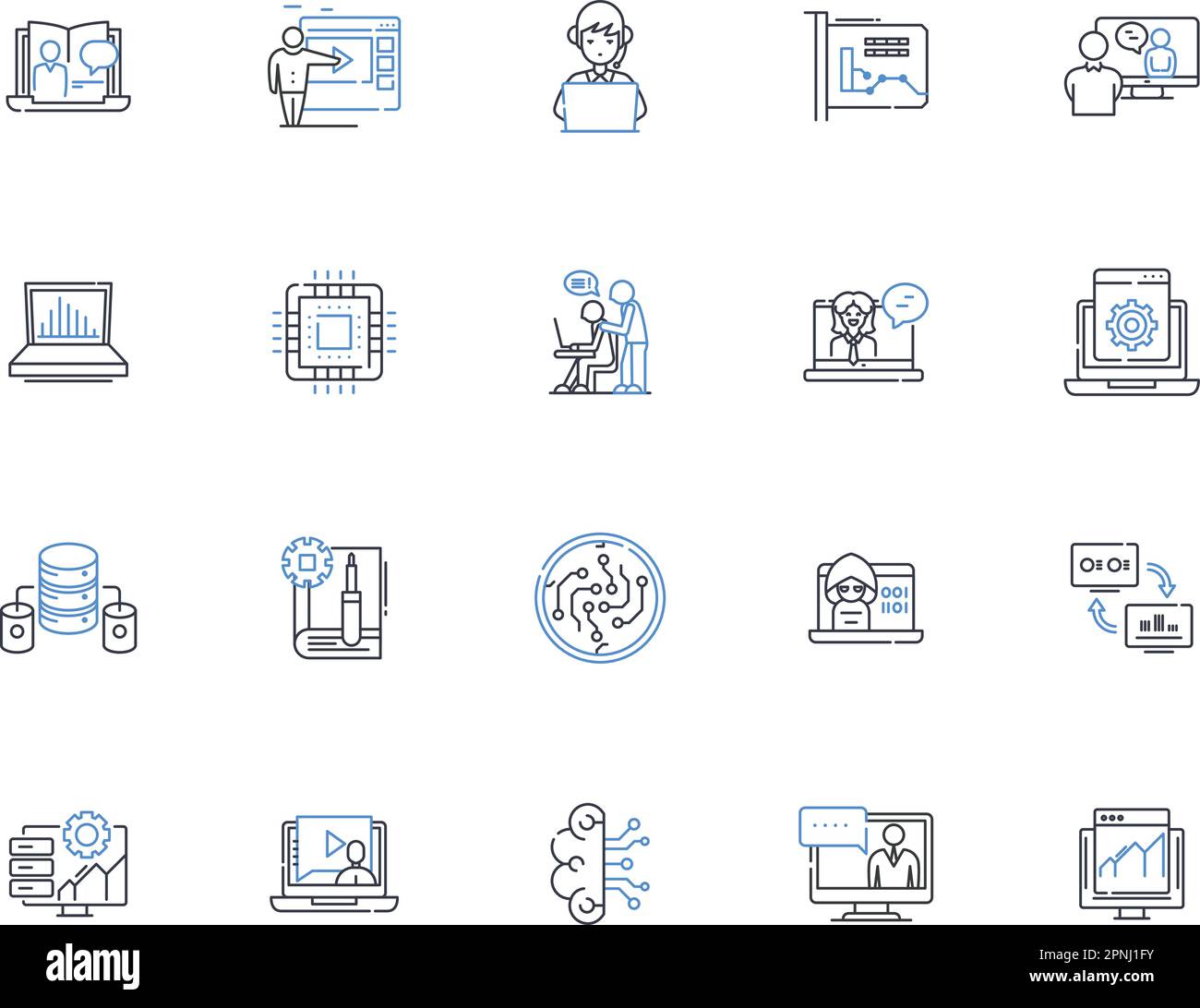 Web Page Line Icons Collection Navigation Design Content Layout