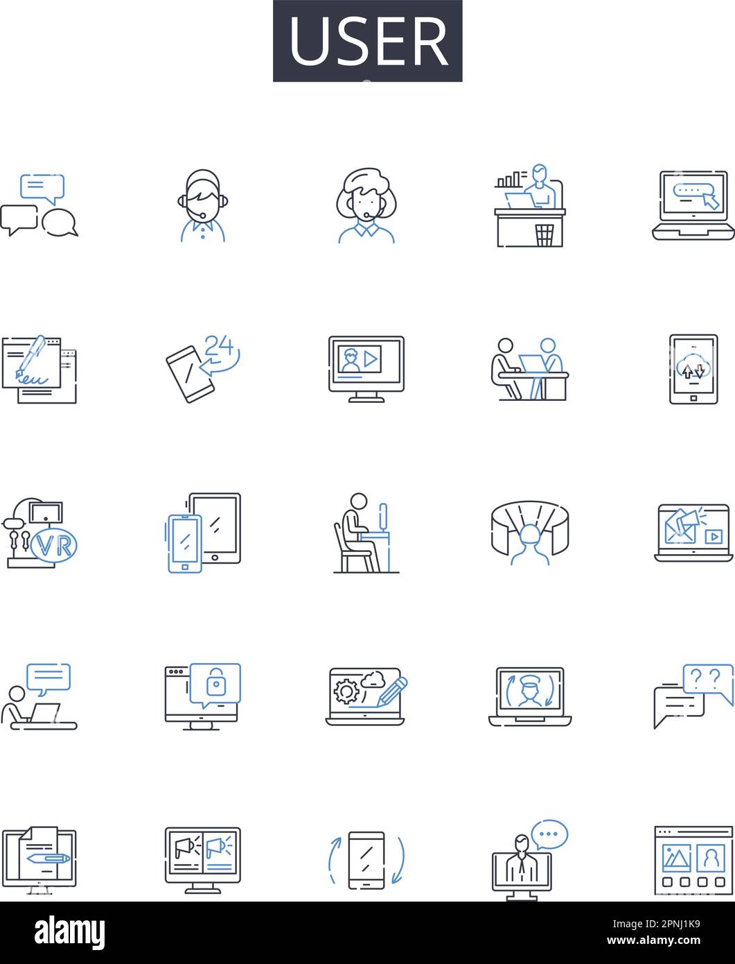User line icons collection. Consumer, Client, Customer, Patron, Account ...