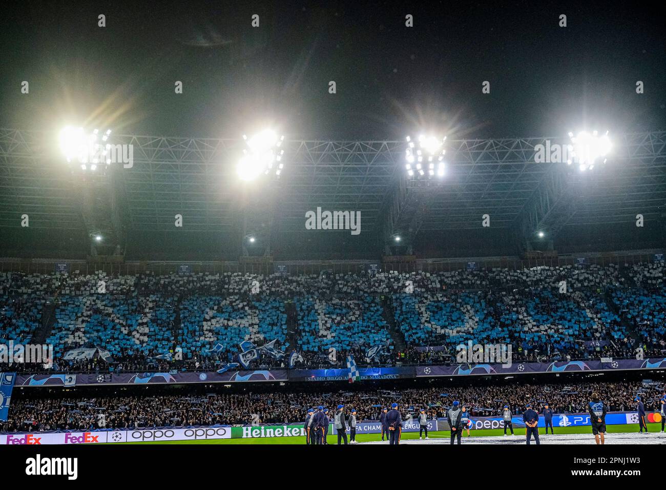 the distinct sector welcomes the entrance of the players onto the pitch ...