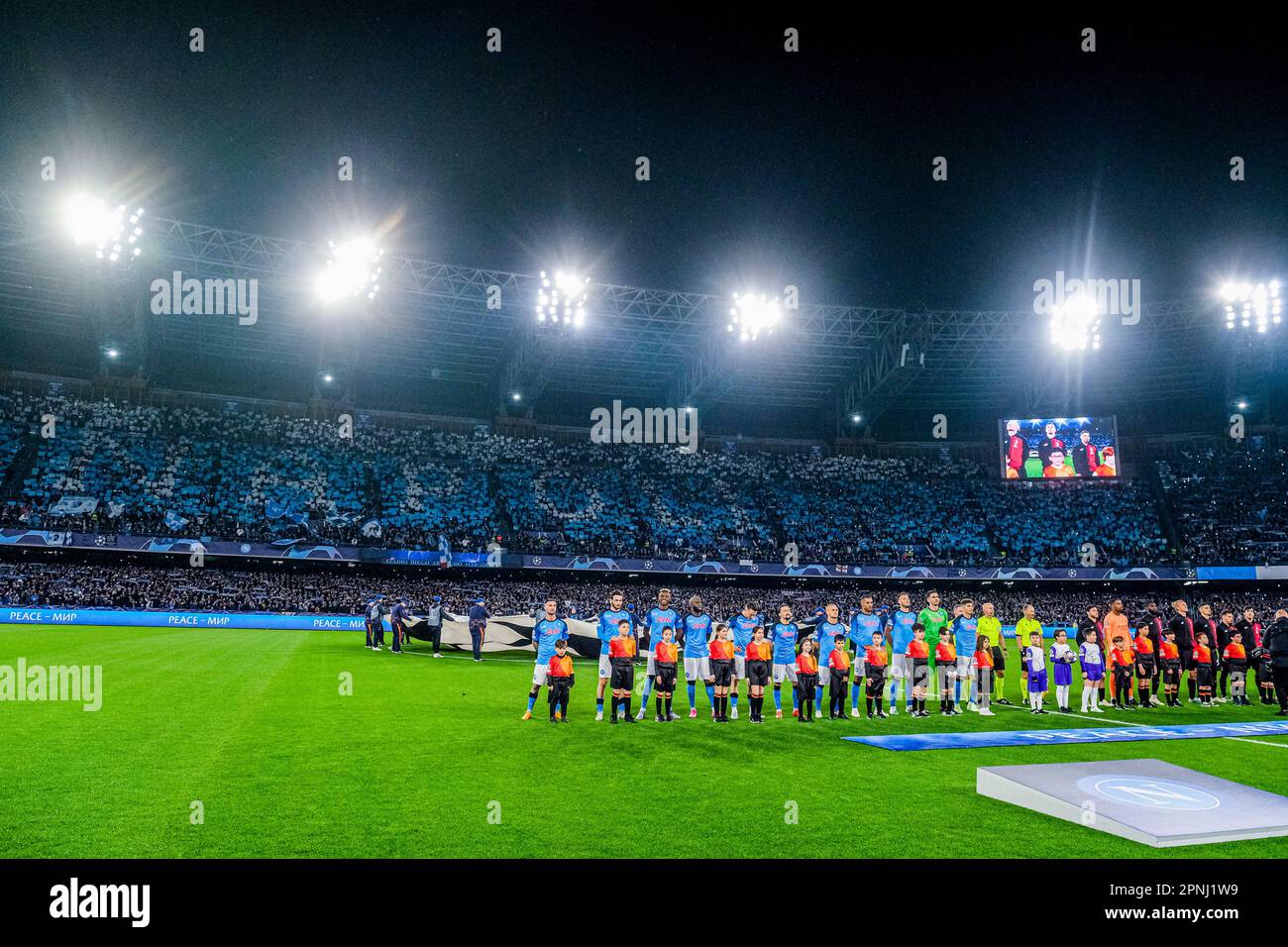 the distinct sector welcomes the entrance of the players onto the pitch ...