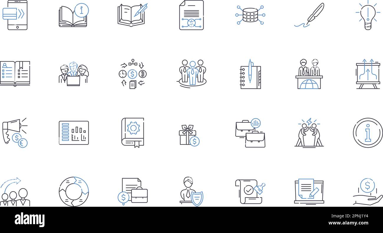 Investment advisory space line icons collection. Portfolio ...
