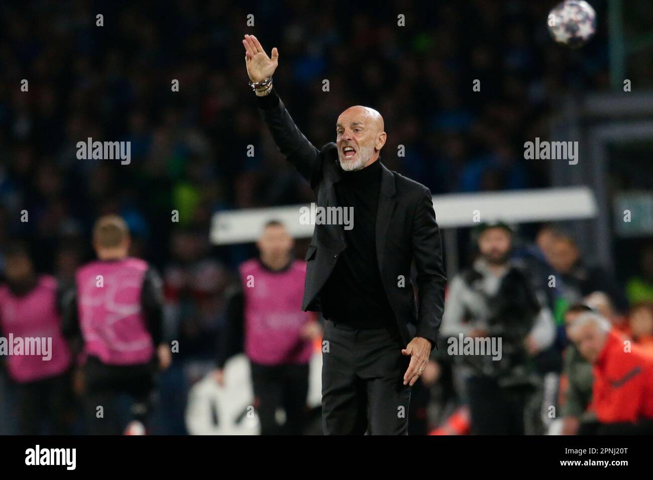 Milan’s Italian Coach Stefano Pioli gesticulate during UEFA Champions ...