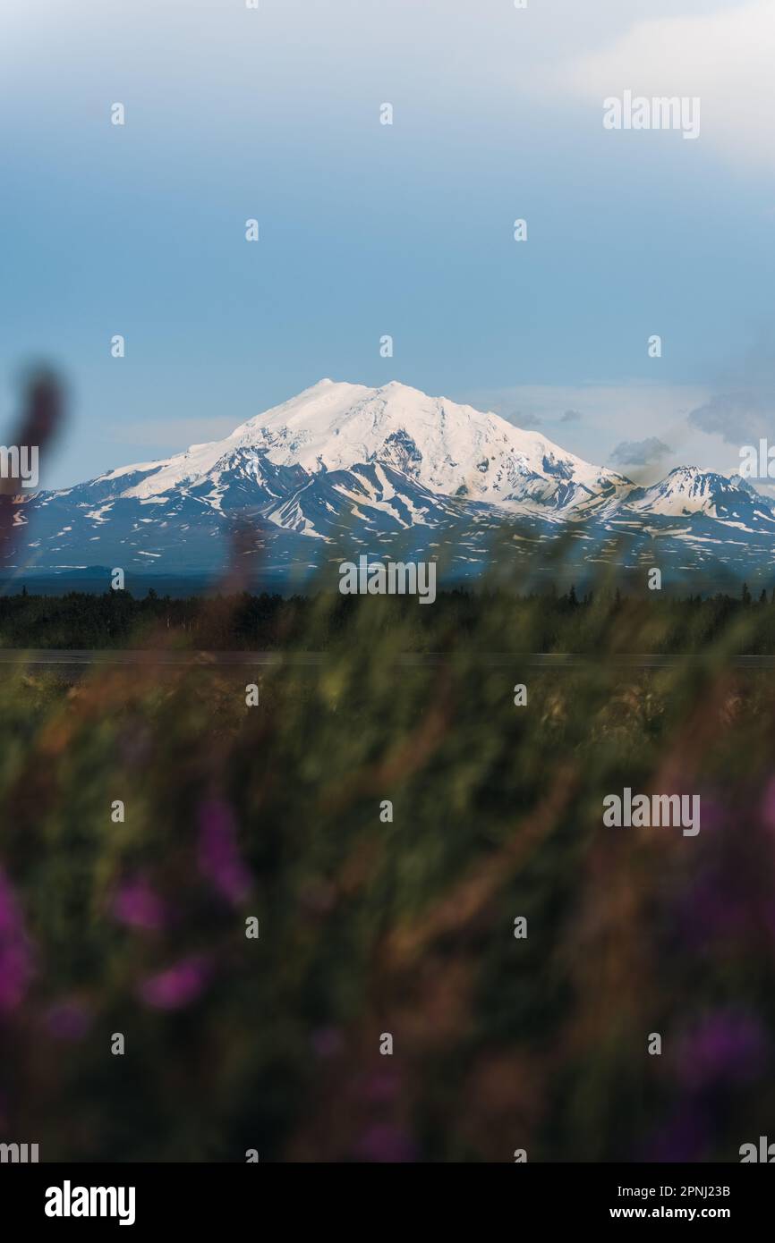 Mount Drum in Alaska. Driving towards Glenallen on Highway 1, the Glenn ...