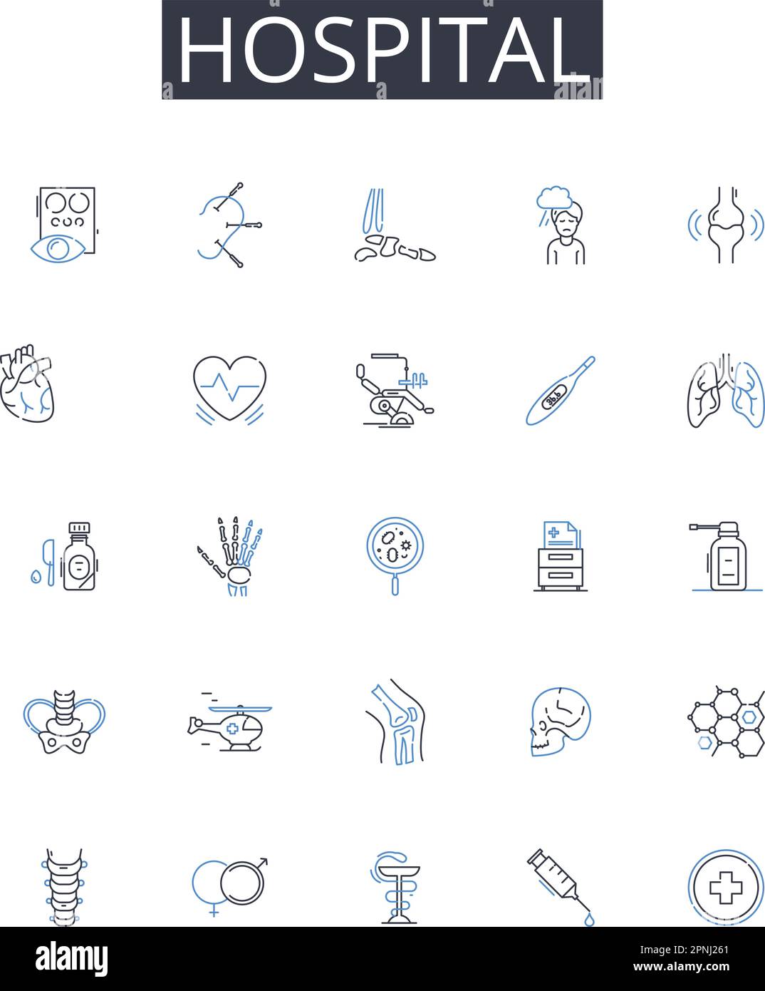 Hospital line icons collection. Nerked, Interconnected, Holistic ...