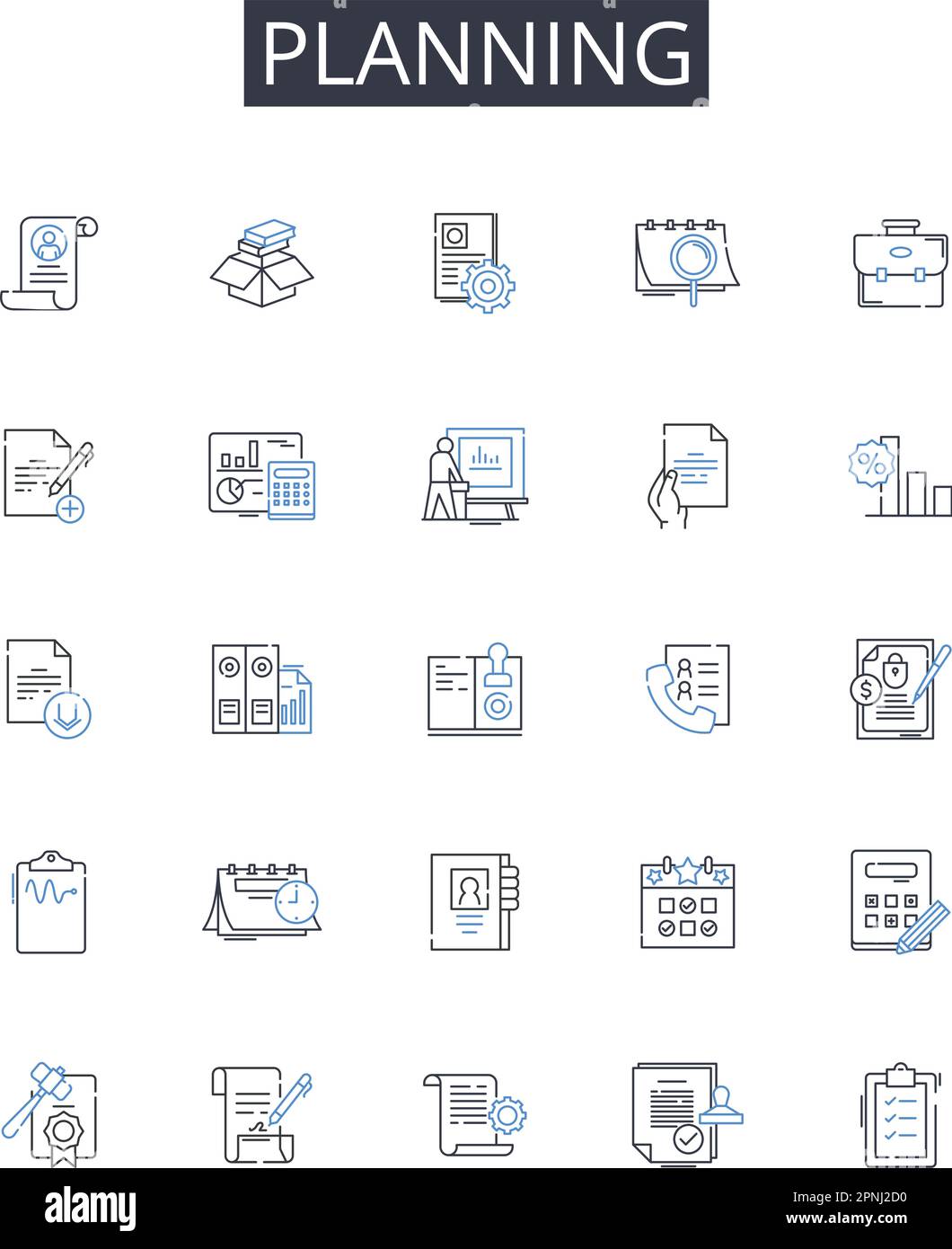 Planning line icons collection. Budgeting, Taxation, Accounting ...