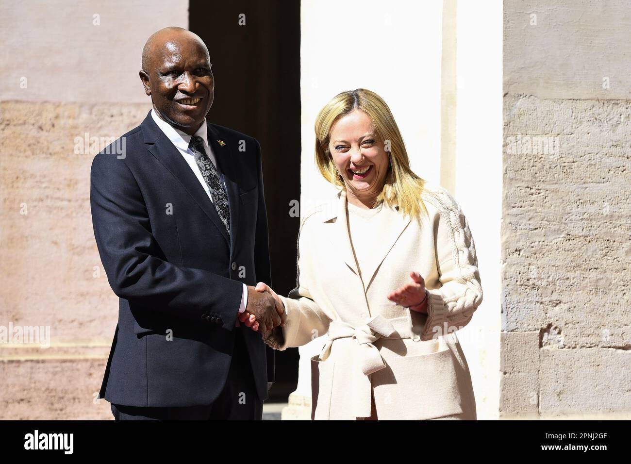 Rome, Italy. 19th Apr, 2023. The meeting with Prime Minister of Borundi ...