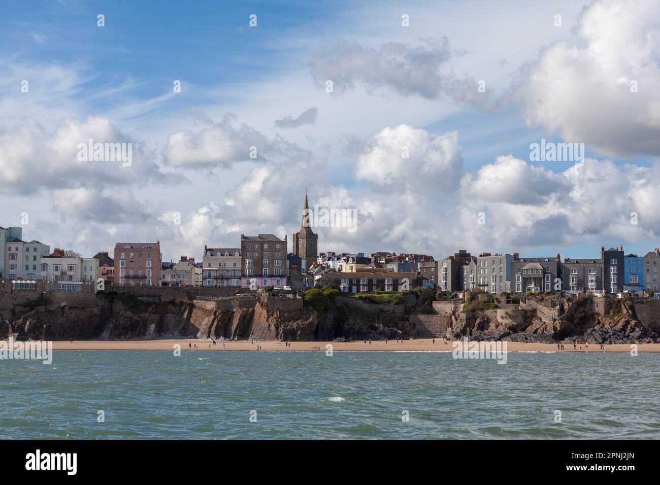 Tenby, Pembrokeshire, Wales, UK: colourful buildings at the seafront of ...