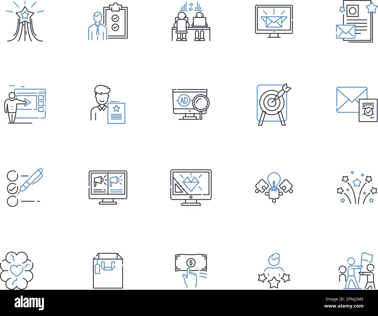 Endorsement Line Icons Collection Approval Support Recommendation