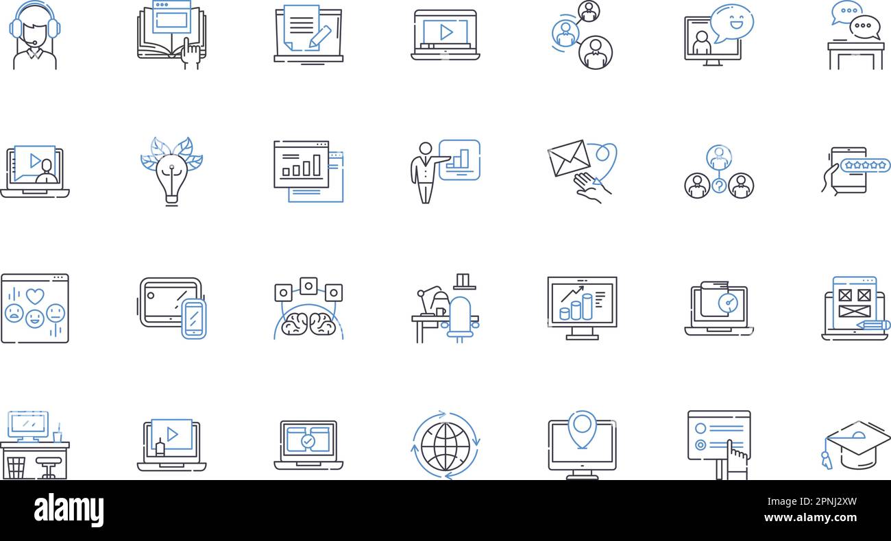 Cyber education line icons collection. Technology, Cybersecurity ...