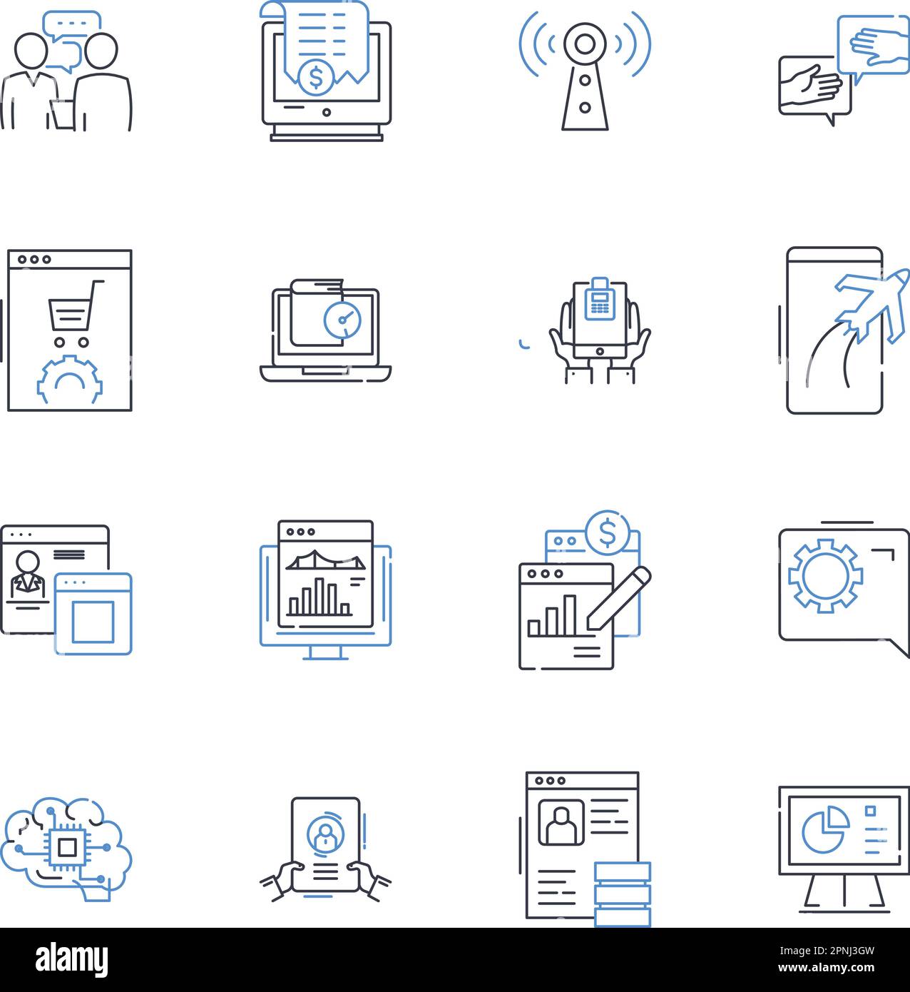 Content media line icons collection. Video, Audio, Text, Graphics ...