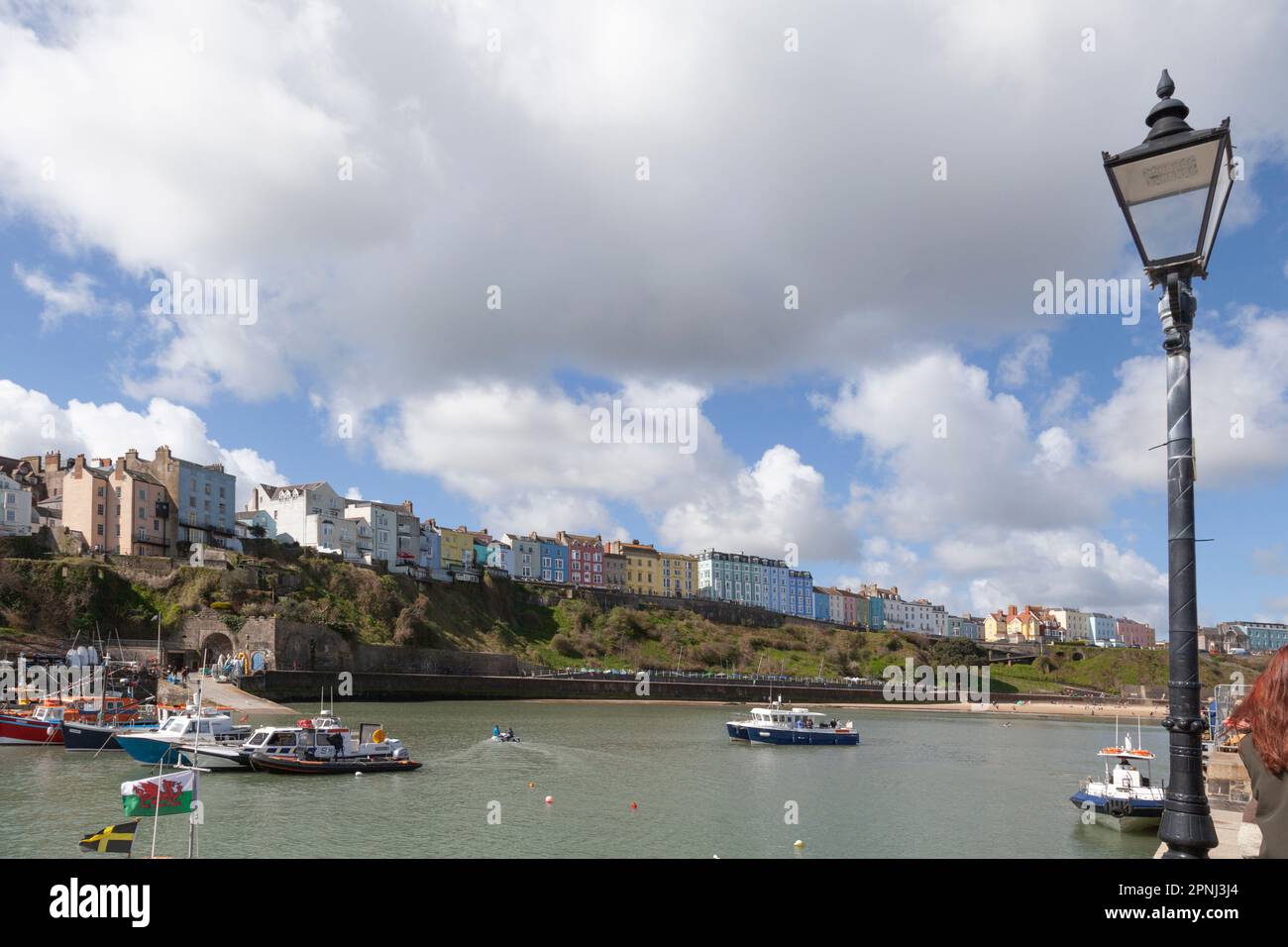 Tenby, Pembrokeshire, Wales, UK: colourful buildings at the seafront of ...