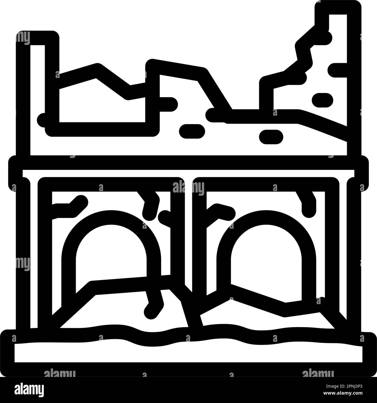 house earthquake destroyed line icon vector illustration Stock Vector ...