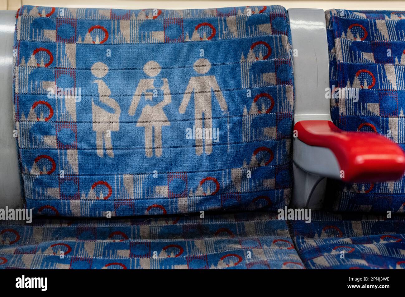 Close-up of seating panel Piccadilly line illustrating the particular ...