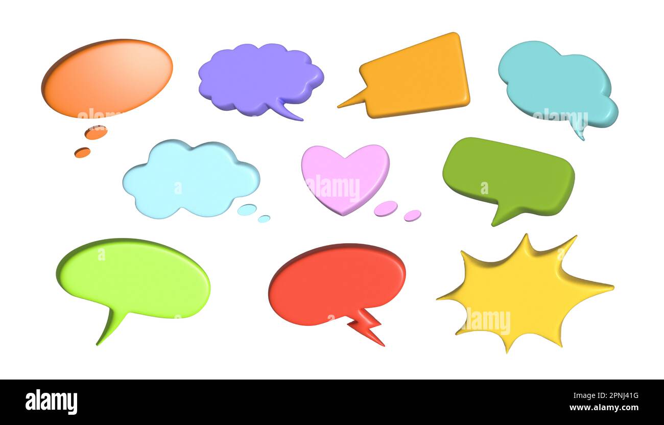 3D render speech bubbles, talk clouds retro style Stock Photo - Alamy