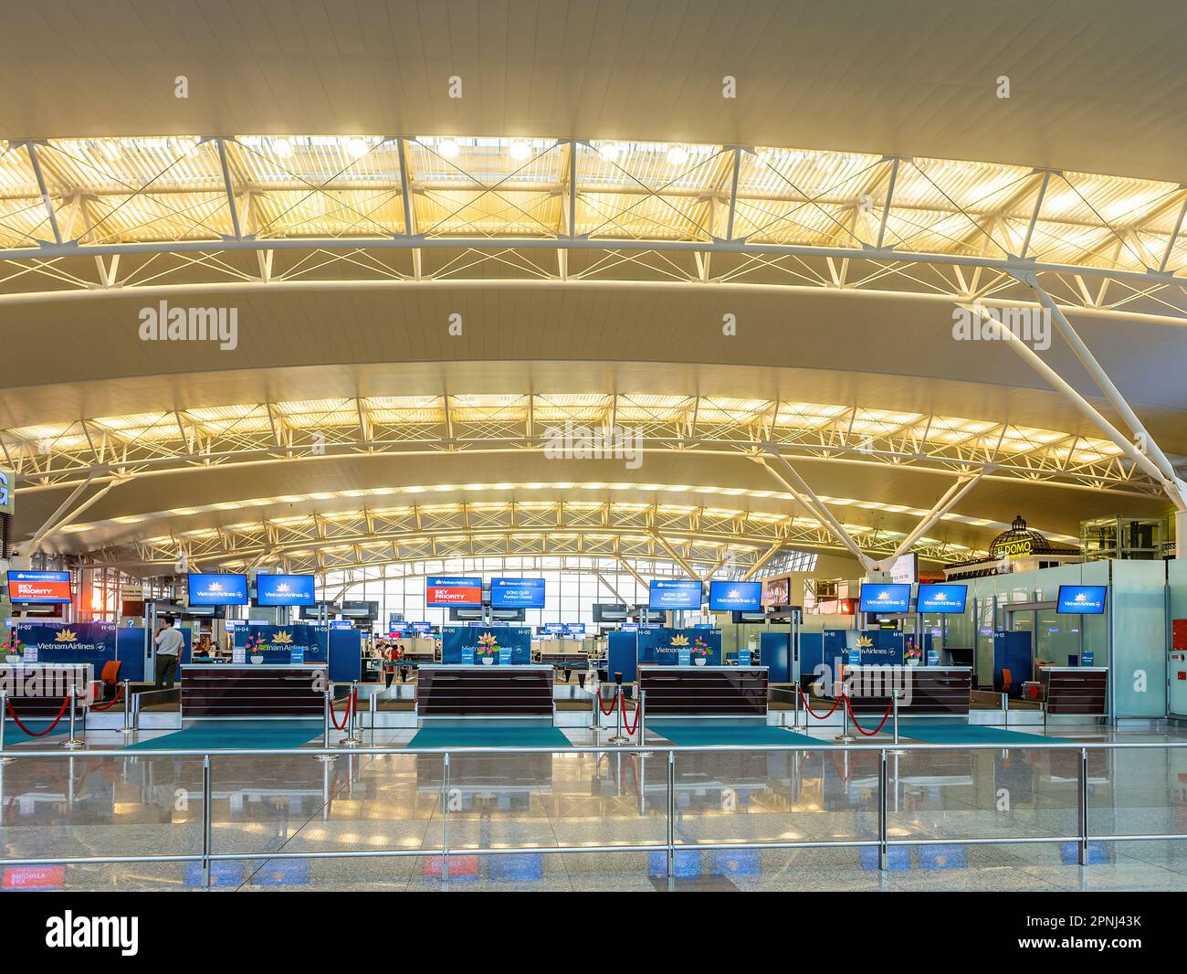 The Vietnam Airlines check-in counters at the international departure ...