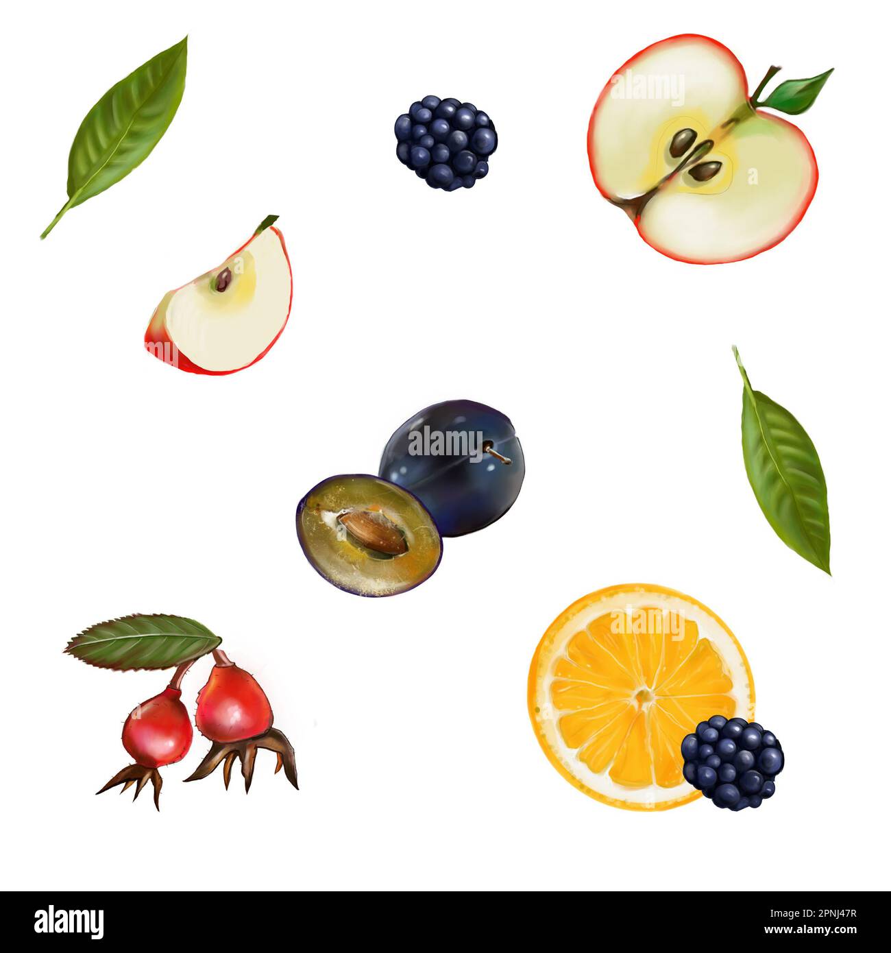 Fruits pattern. Illustrations are drawn on a white background.for the ...