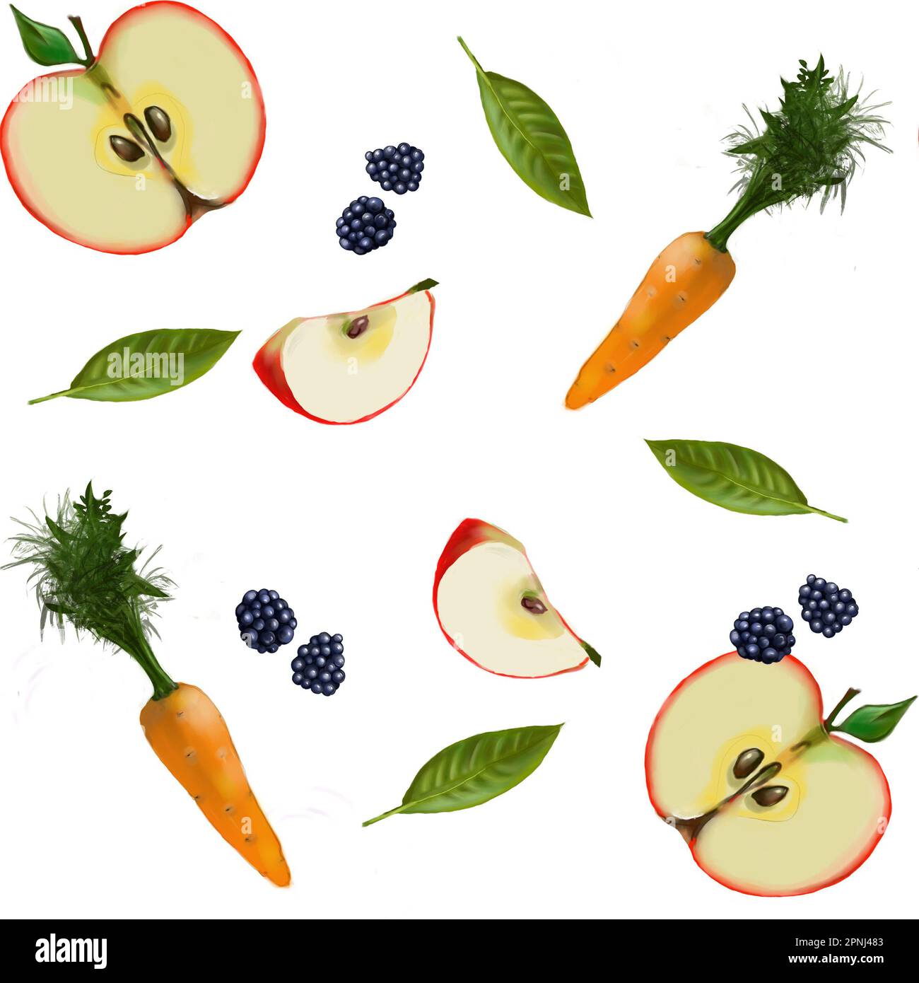 Fruits pattern. Illustrations are drawn on a white background.for the ...