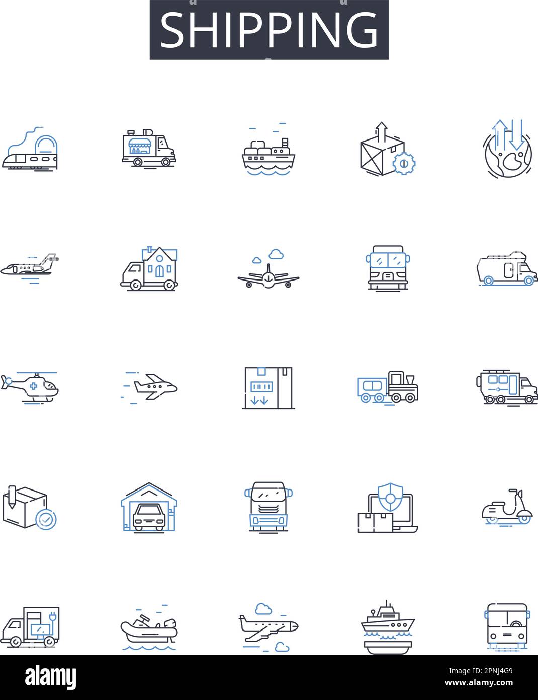 Shipping line icons collection. Delivery, Freight, Transporting, Dispatching, Carrying, Shipment ...