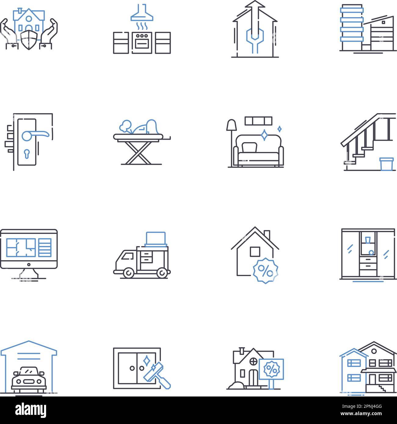 Stay-at-home line icons collection. Isolation, Routine, Responsibility ...