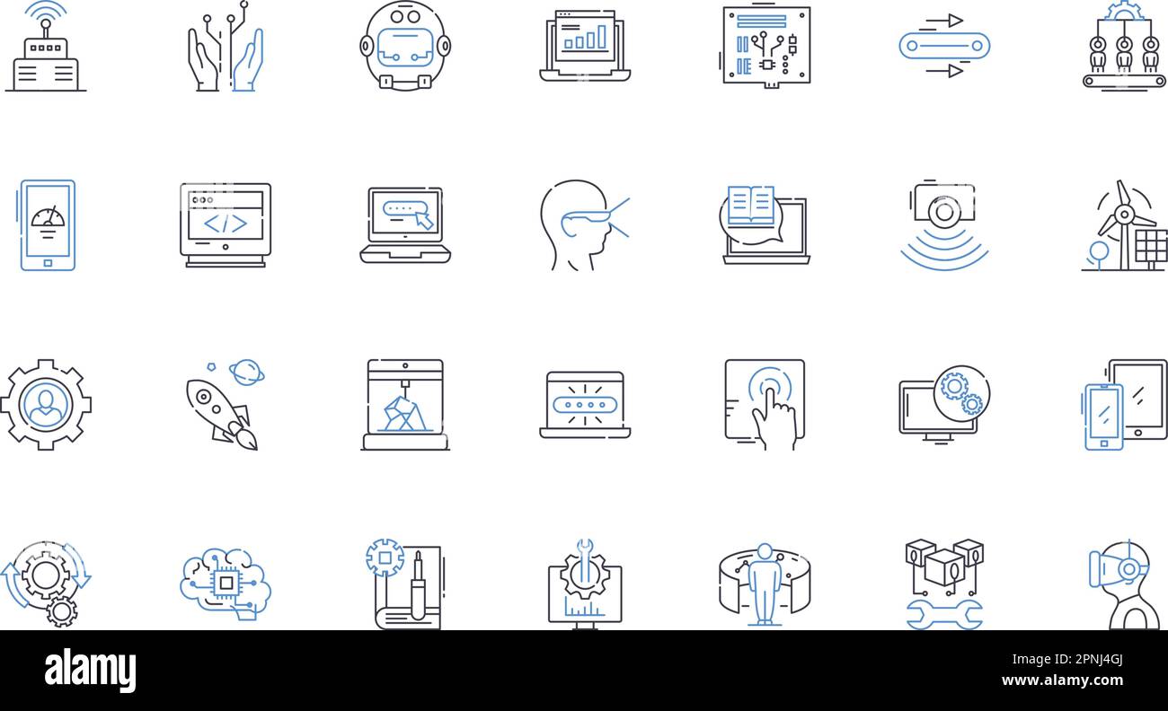 Cyber Computing Line Icons Collection Cybersecurity Encryption