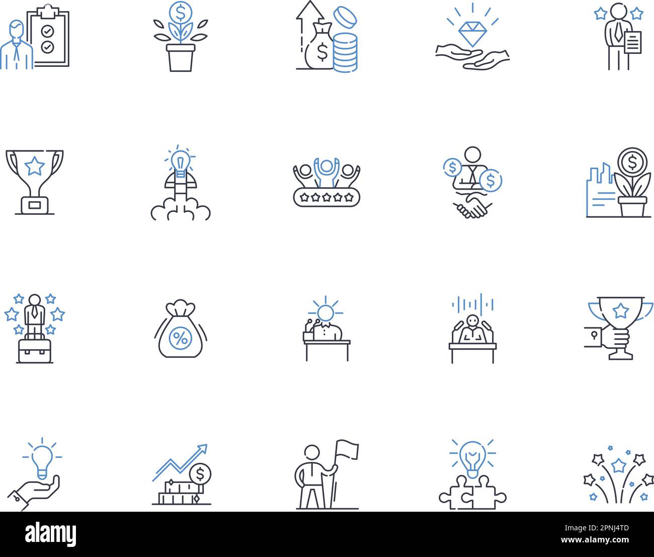 Organizational triumph line icons collection. Synergy, Innovation ...