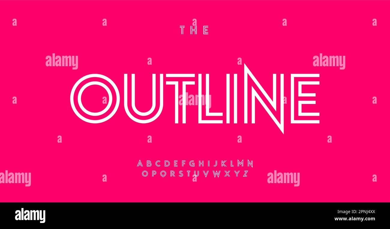 Outline alphabet, line contour letters, geometric monoline font for ...