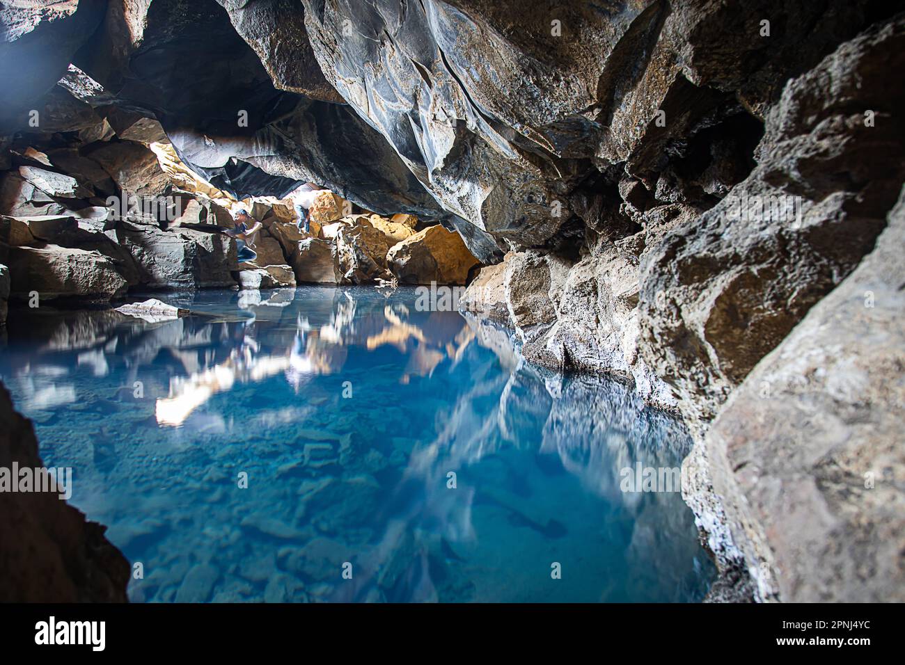Grjótagjá volcanic hot springs cave, near Reykjahlid, Mývatn, Iceland ...