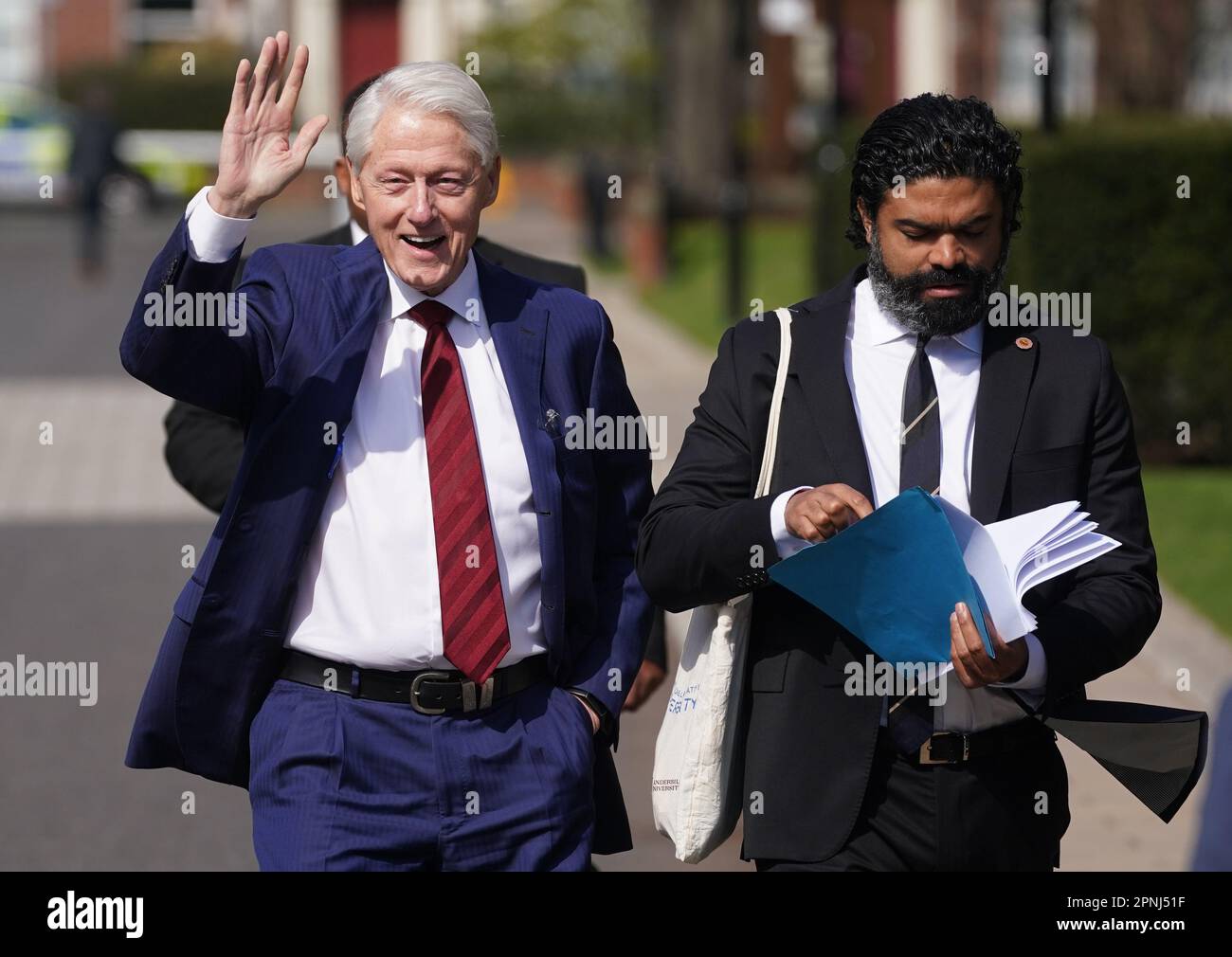 Former US president Bill Clinton arriving to give his speech to the ...