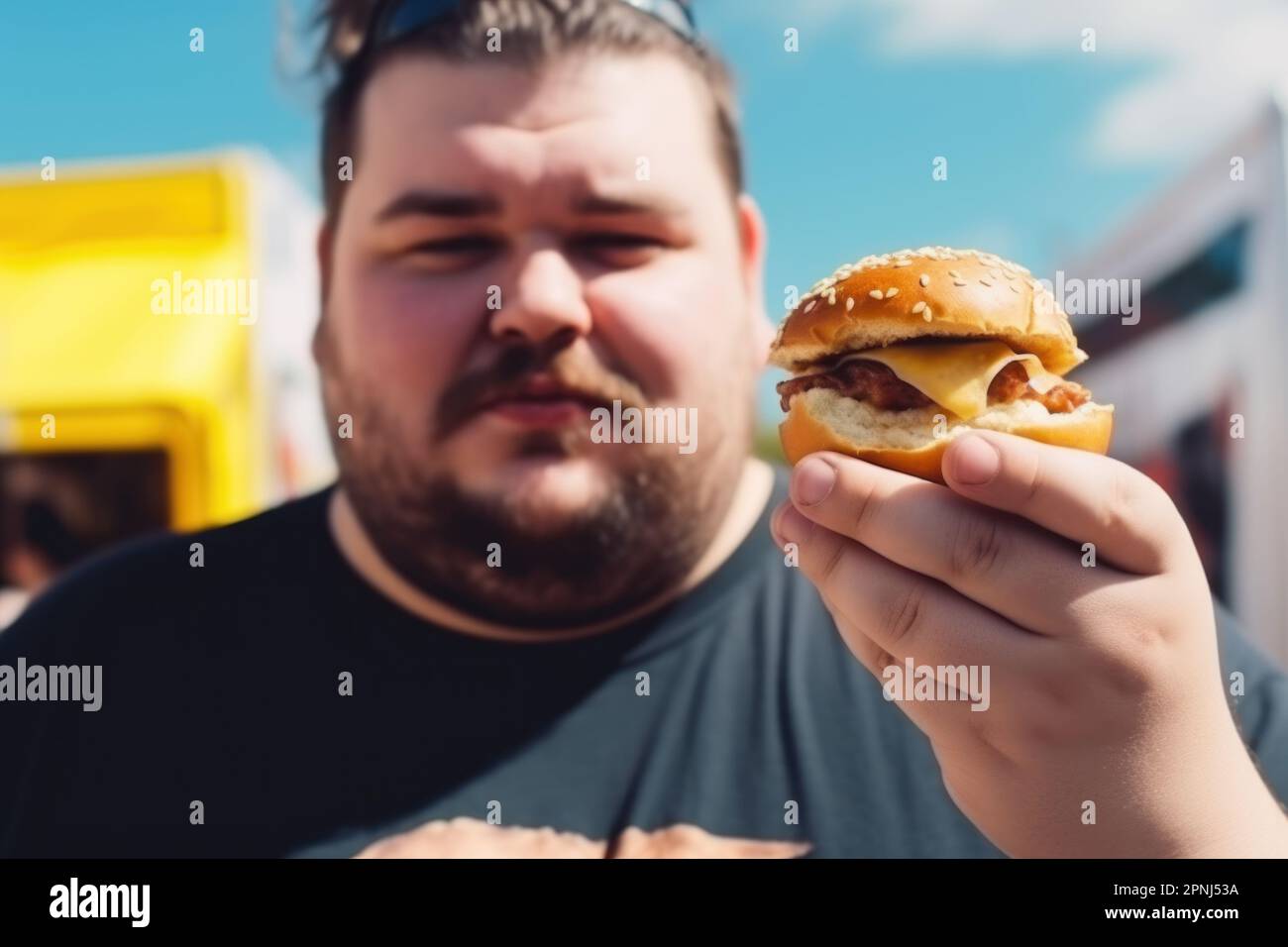 Happy fat man large bread hi-res stock photography and images - Alamy