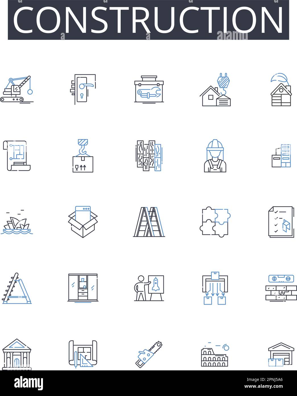 Construction line icons collection. Building, Fabrication ...