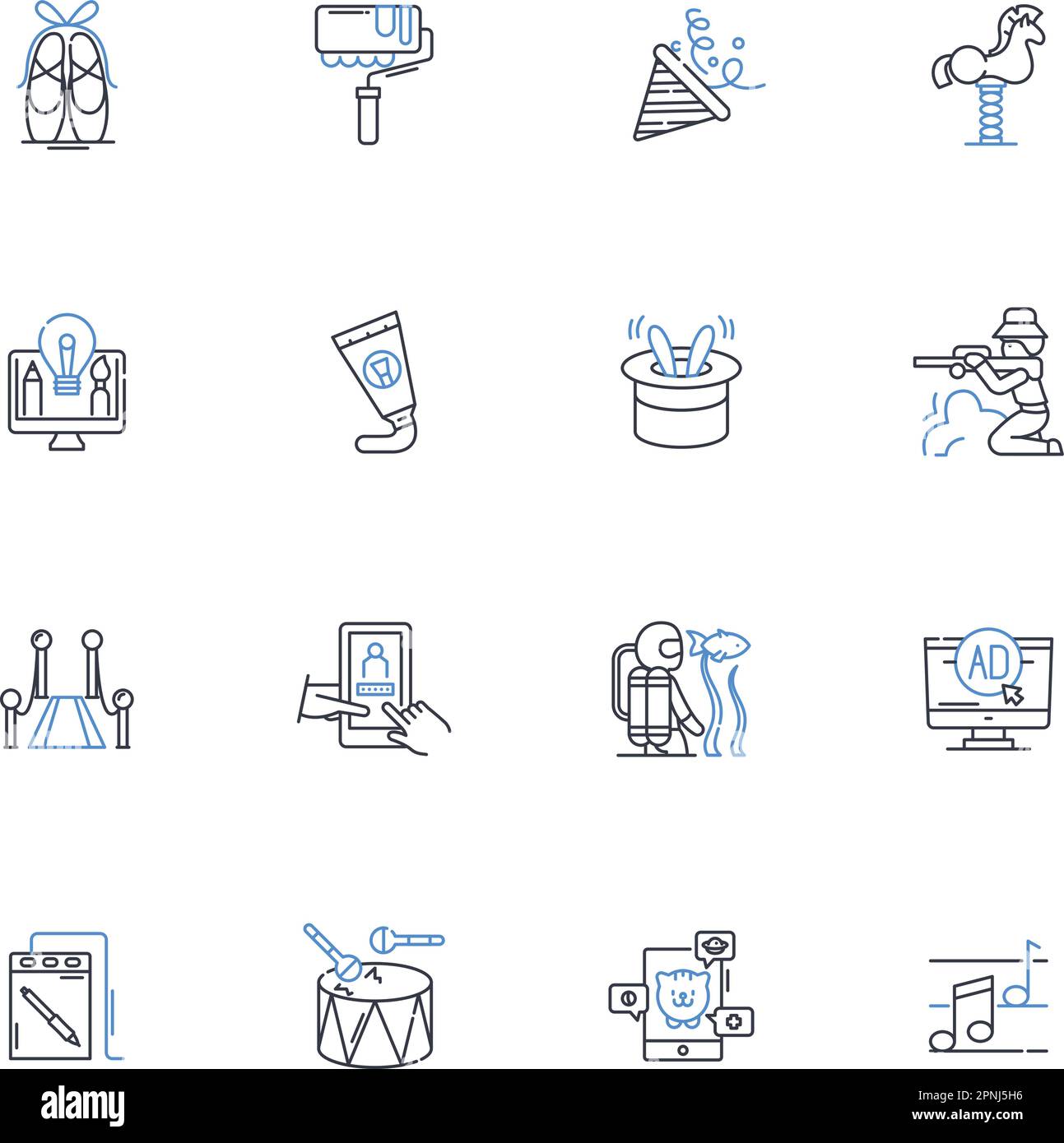 Spectacle line icons collection. Stunt, Display, Outrageous ...