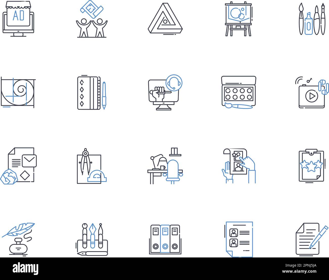 Blueprint Blueprinting Line Icons Collection Design Drafting Engineering Architecture