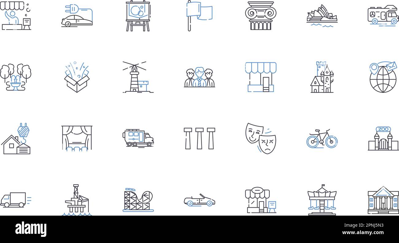Conurbation line icons collection. Urbanization, Metropolis, Megacity ...