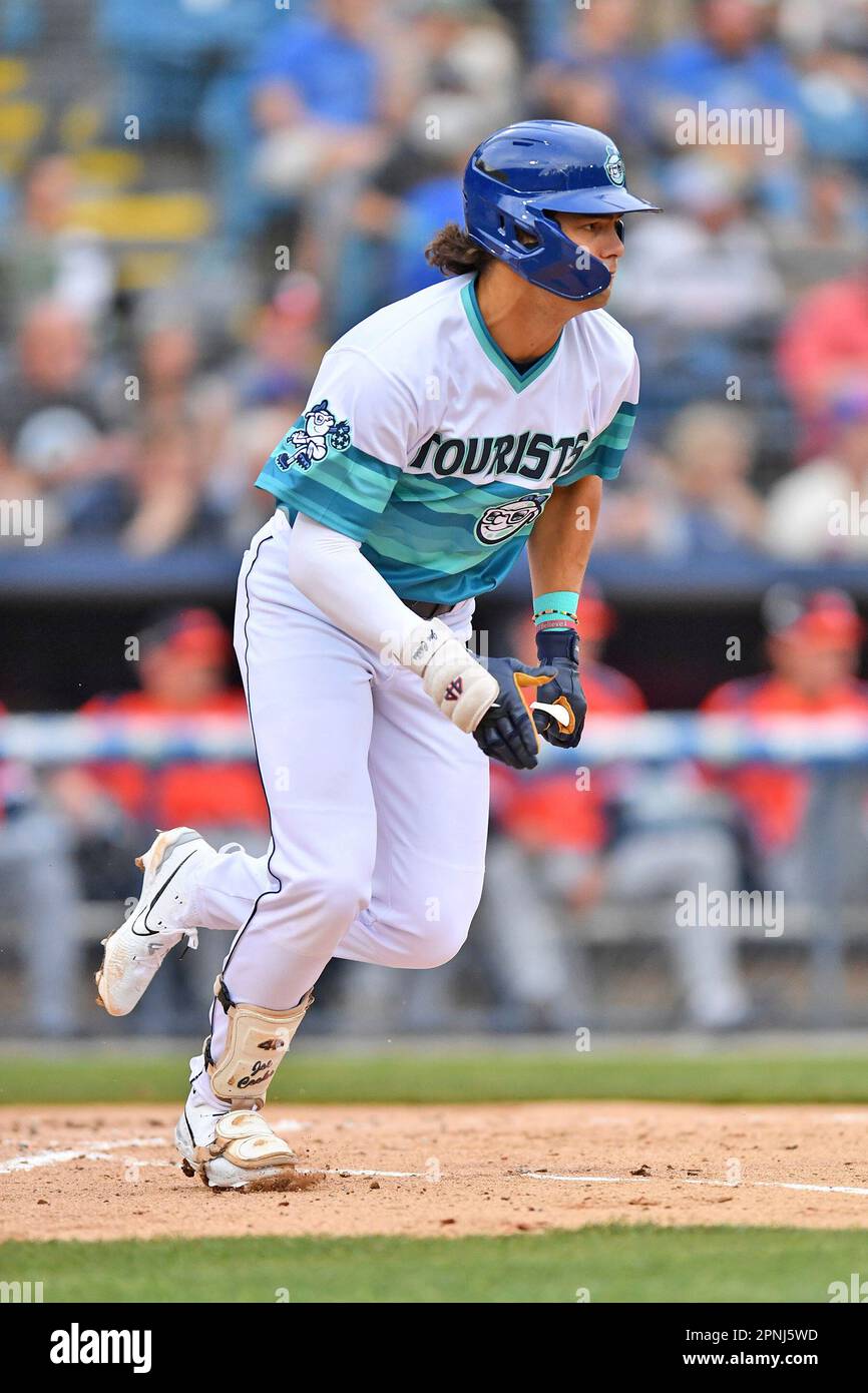 Asheville Tourists Joey Loperfido (36) runs to first base during a game ...
