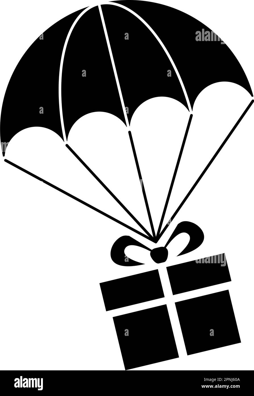 Fast delivery cargo icon. Parachute with gift box. Vector on ...