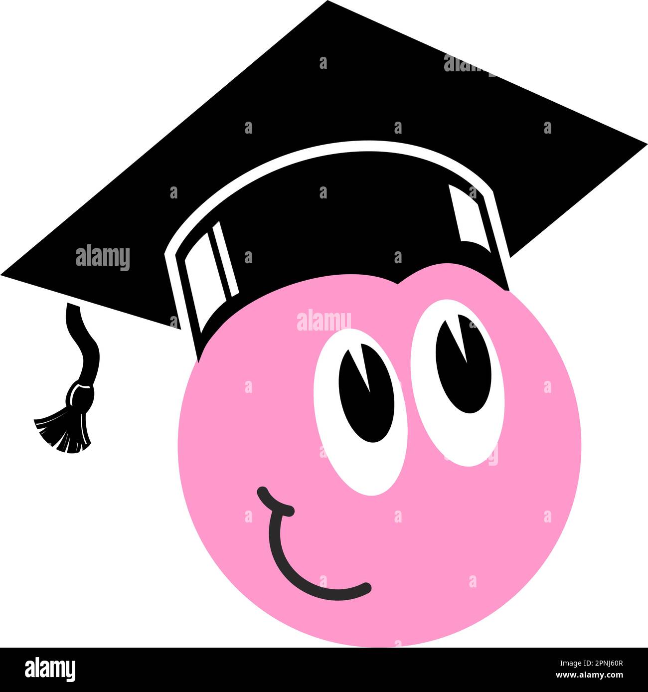 Pink smiling emoticon with graduation cap. Vector icon Stock Vector ...