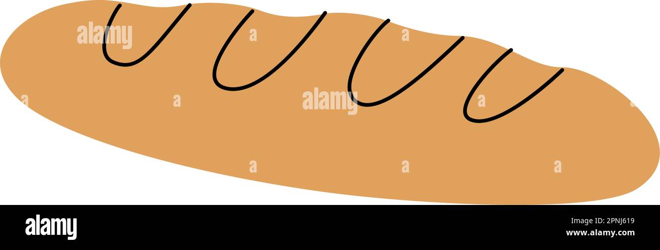 Long loaf bread icon. Bakery pastry products silhouette. Vector ...