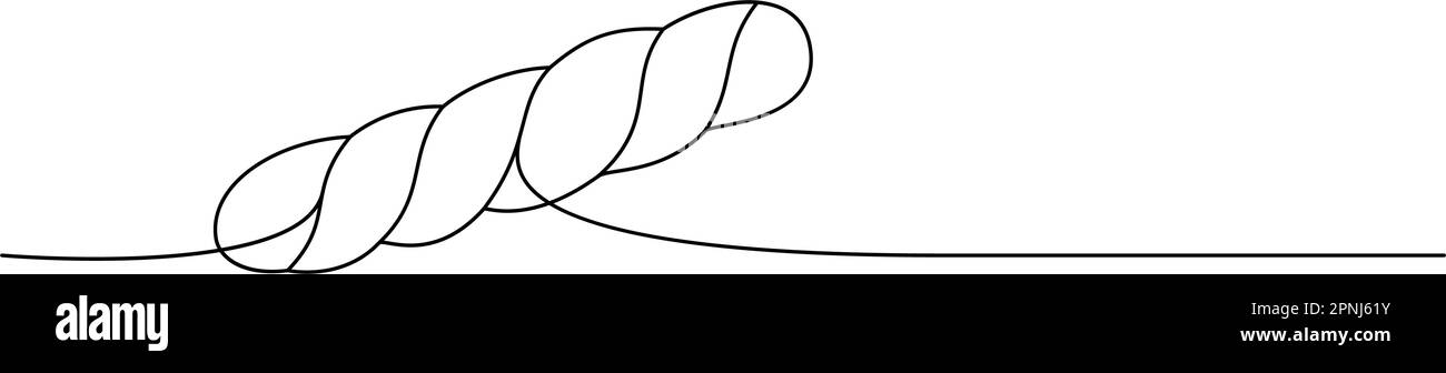 Braided french bread one line continuous drawing. Bakery pastry ...