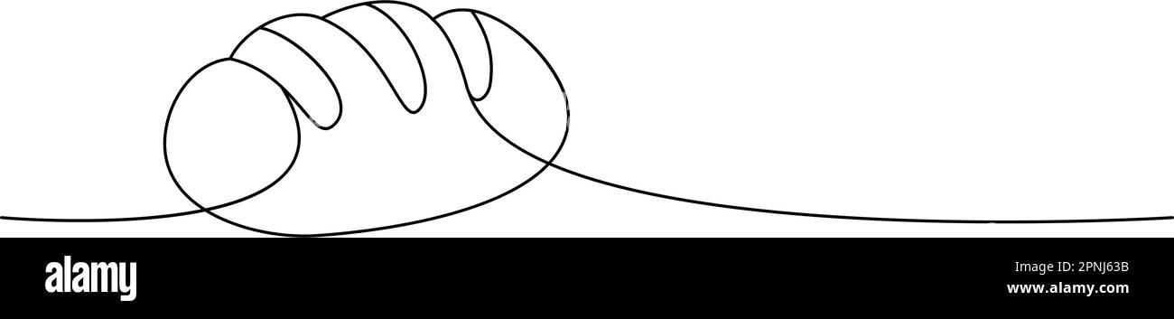 Wheat bread one line continuous drawing. Bakery pastry products ...