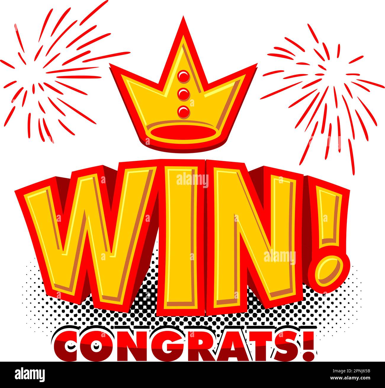 Celebration of win, congrats to win icon in comic style. Vector on ...