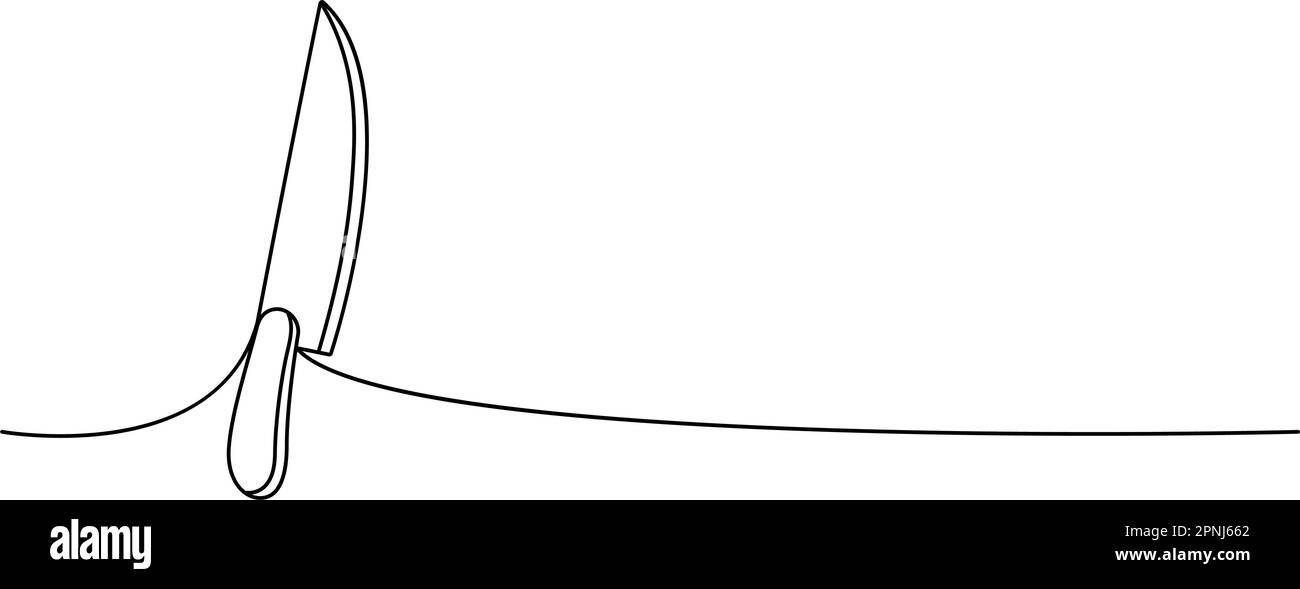 Kitchen knife one line continuous drawing. Kitchen tools continuous one ...