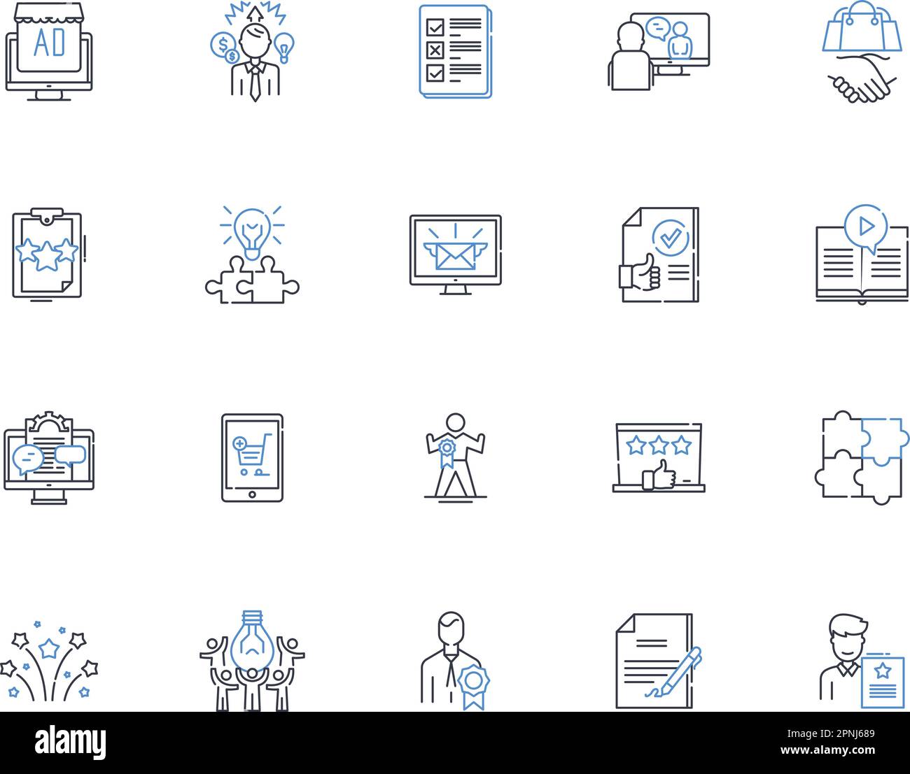Lead generation line icons collection. Prospecting, Conversion, Outreach, Targeting, Nurturing ...