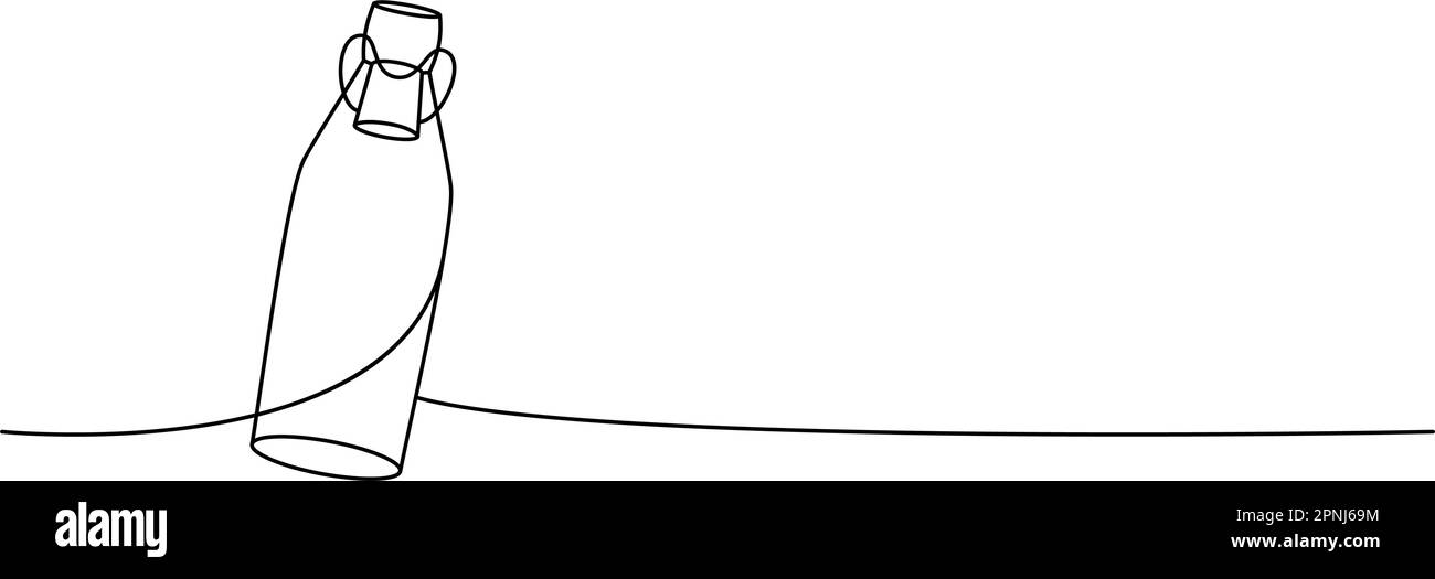 Glass bottle one line continuous drawing. Empty glass or plastic bottle ...