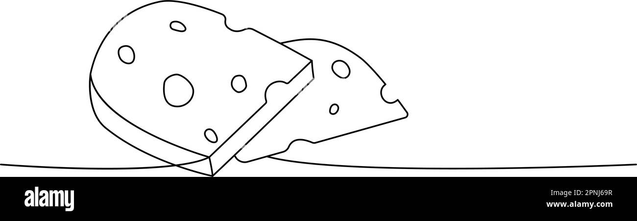 Cheese pieces one line continuous drawing. Cheese products continuous ...